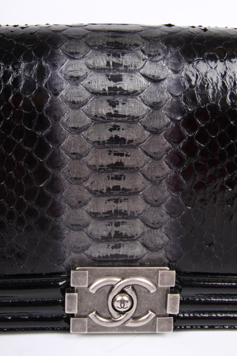 Chanel Le Boy Bag Python Leather Medium - black For Sale at 1stDibs ...