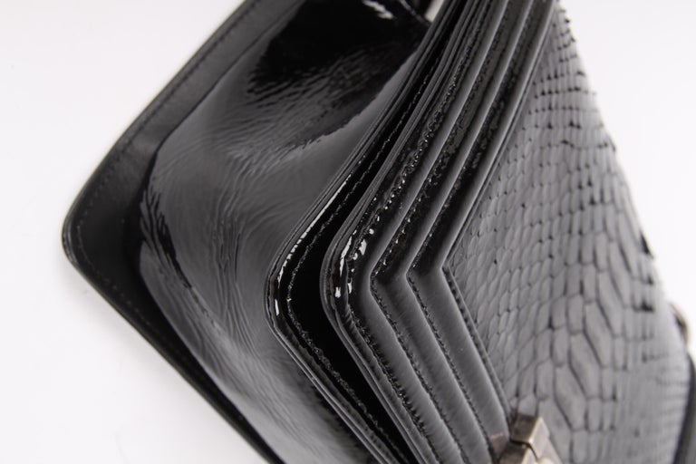Chanel Le Boy Bag Python Leather Medium - black For Sale at 1stDibs ...