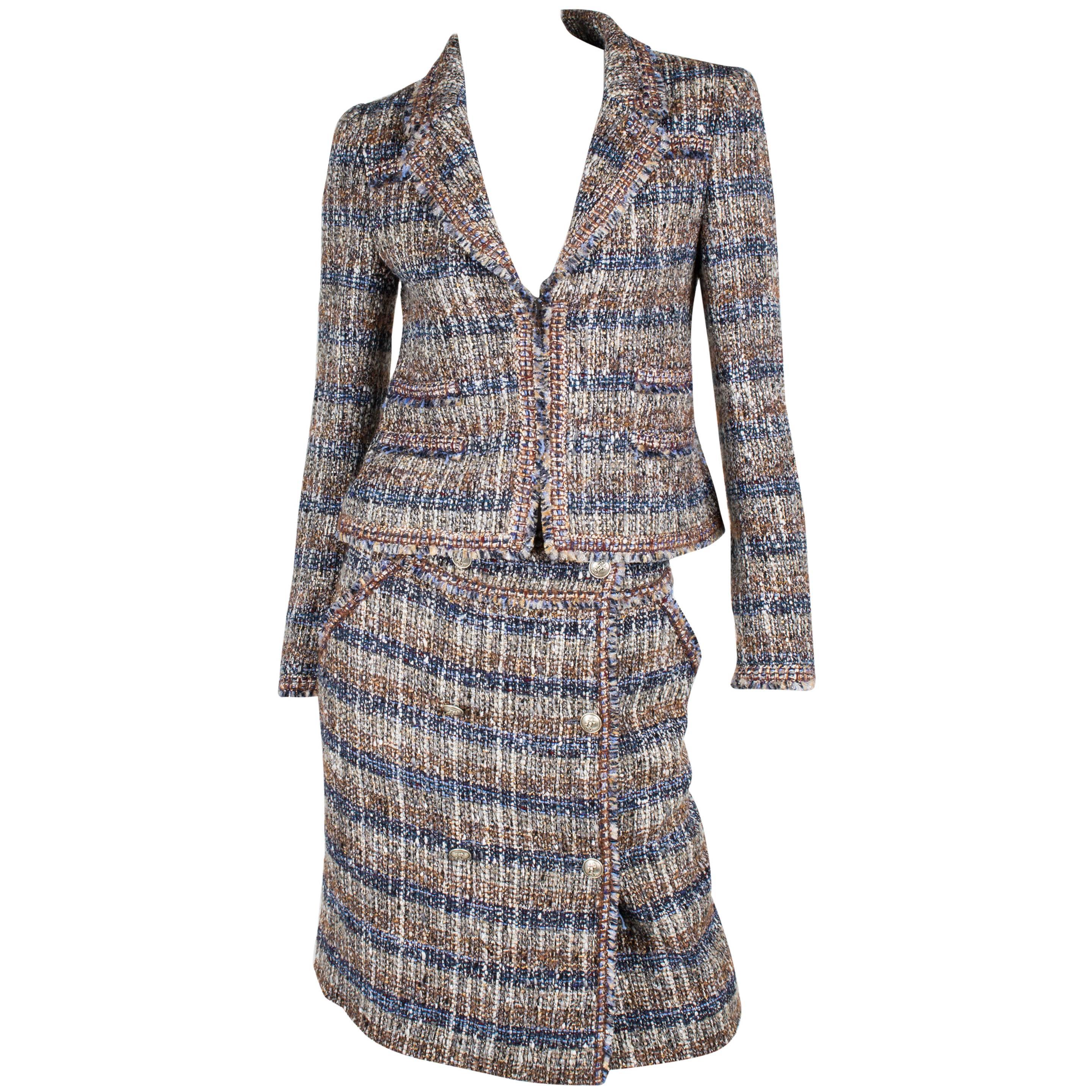 Chanel 2-piece suit - blue/brown/grey/silver For Sale at 1stDibs ...