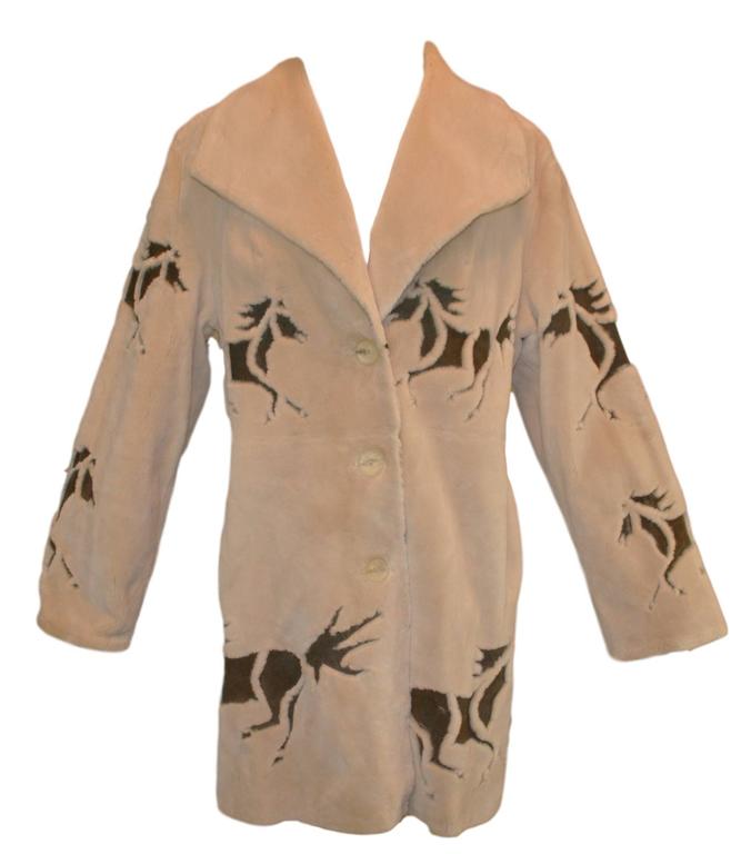Vintage 1980's Zuki Reversible Western Horse Sheared Beaver and Leather ...