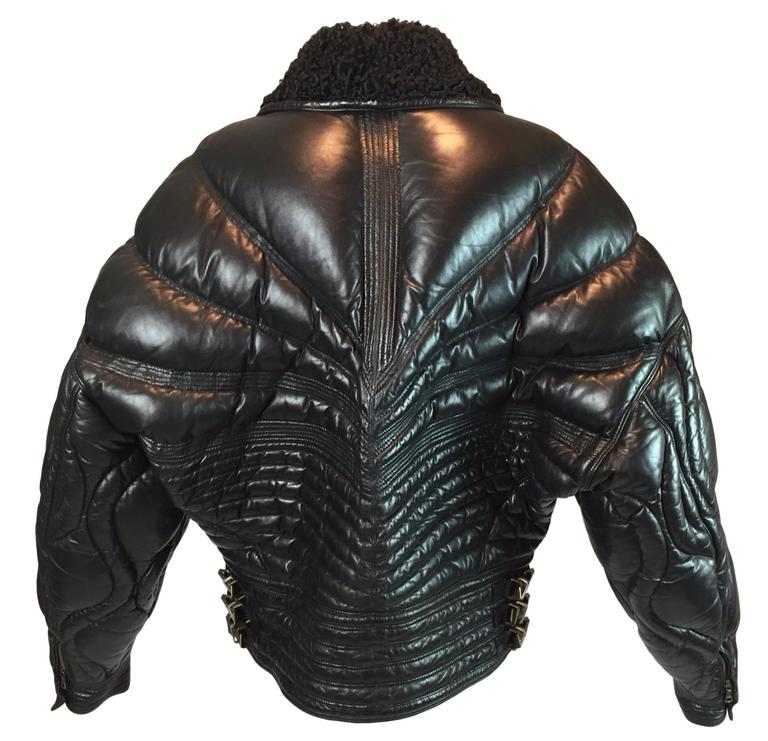 A/W 1992 Gianni Versace Men's Bondage Apres Ski Black Leather Jacket ...