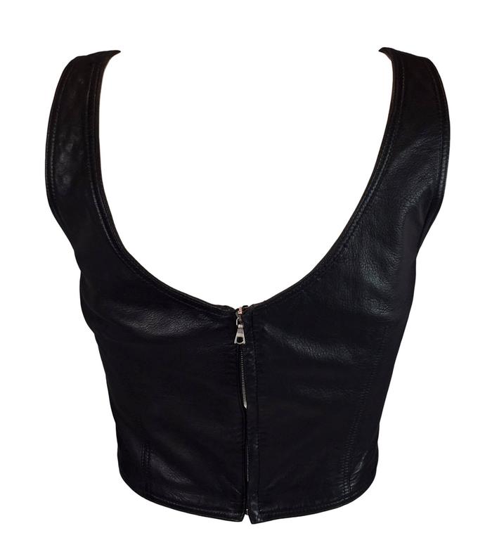 S/S 1998 Gianni Versace Black Leather Crop Top M/L at 1stDibs