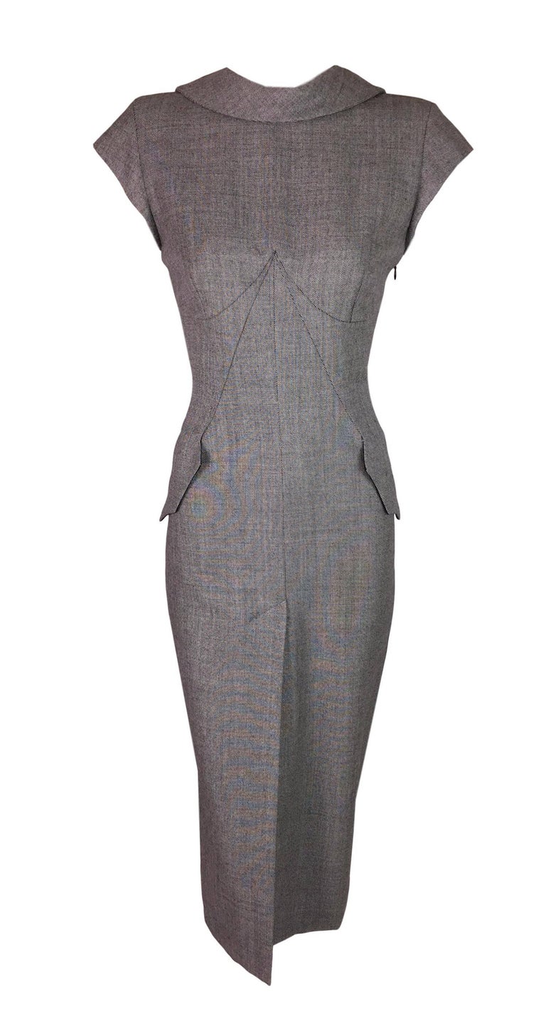 F/W 1998 Alexander McQueen 'Joan' Nude Mesh Plunging Pencil Pin-Up ...