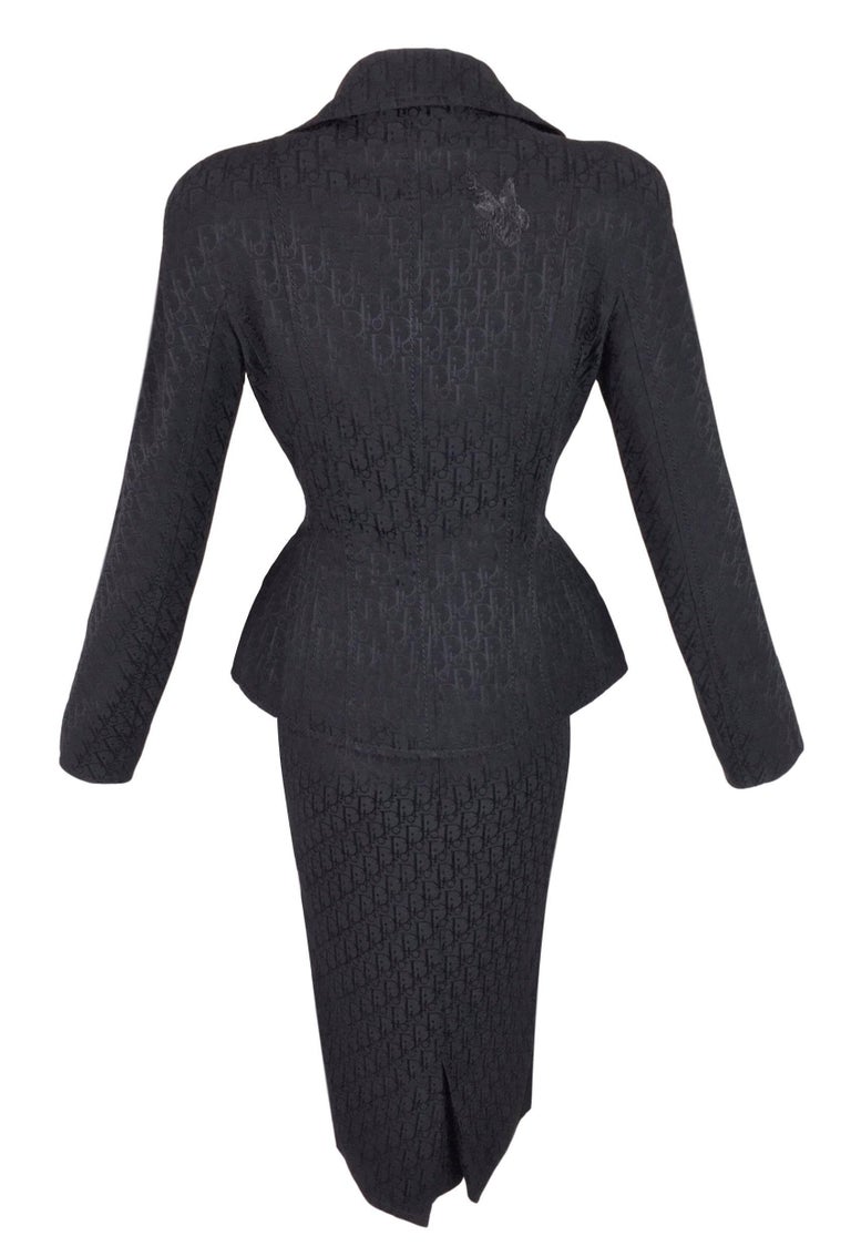 Christian Dior F/W 2005 Black Monogram Logo Pin-Up Bar Jacket Skirt ...