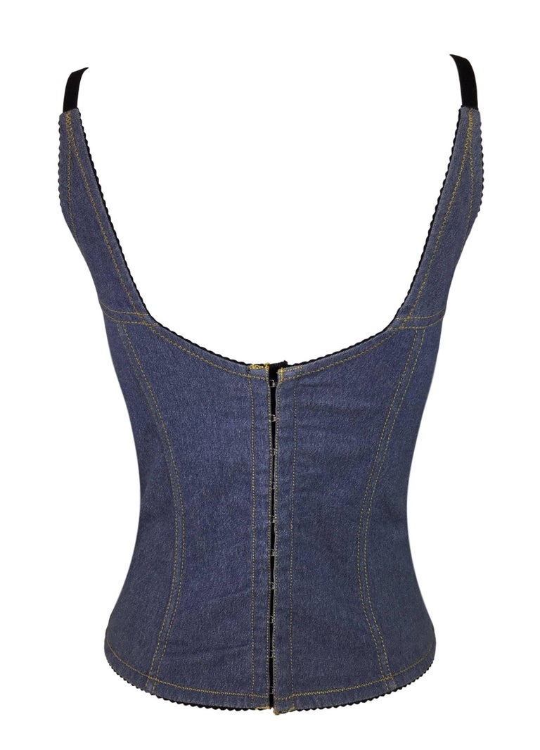1996 Dolce and Gabbana Pin-Up Denim Bustier Corset Top 40 at 1stDibs ...