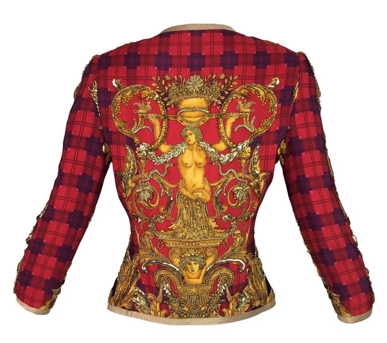 Atelier Versace Runway Haute Couture Red Embellished Short Jacket, S ...