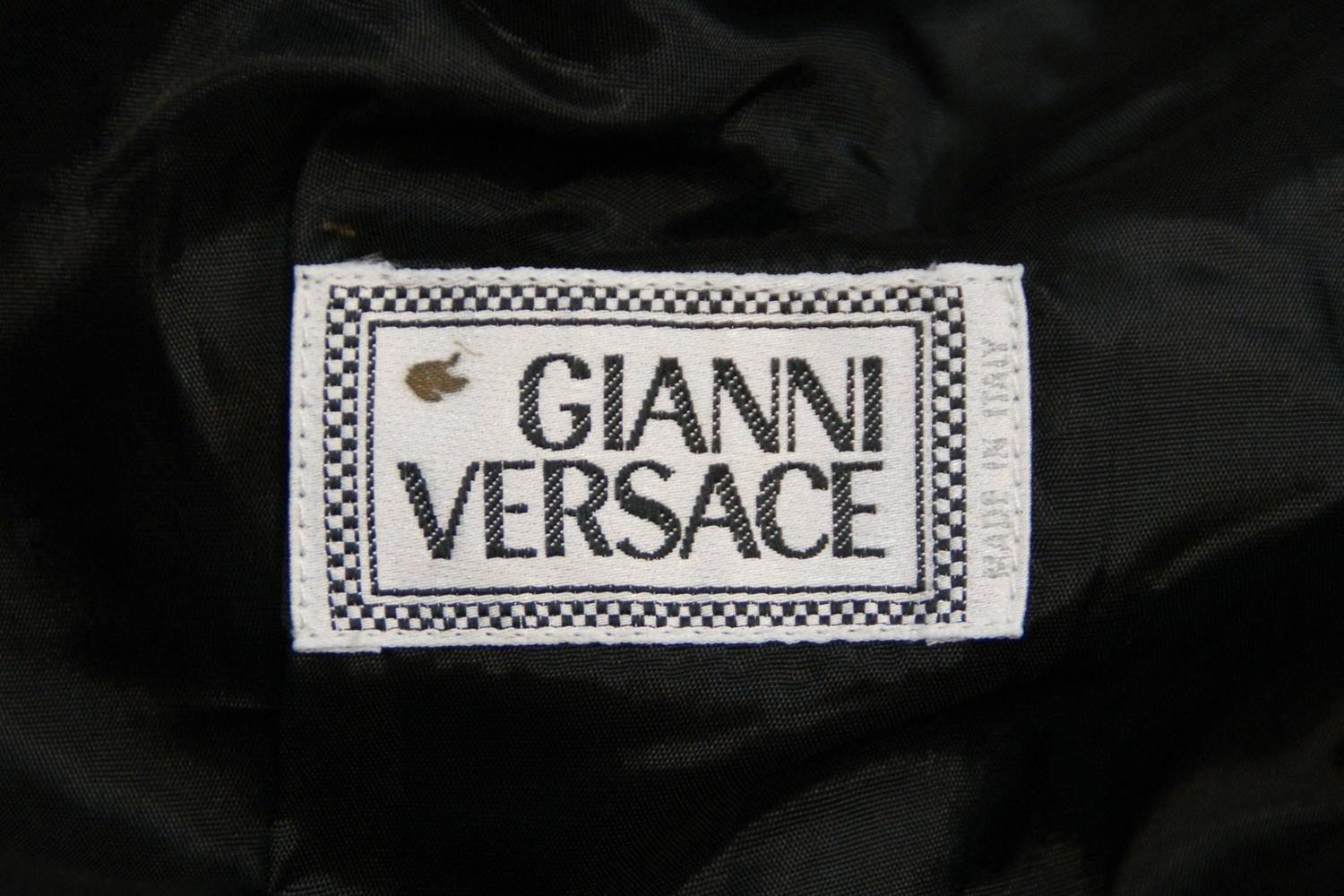F/W 1998 Gianni Versace Runway Long Leather Studded Dress Gown For Sale ...