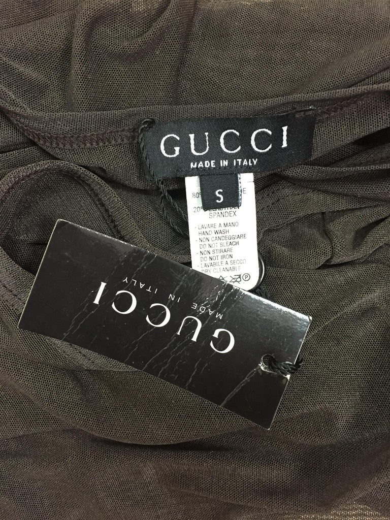NWT 1998 Gucci by Tom Ford Sheer Brown Mesh Mini Dress at 1stDibs