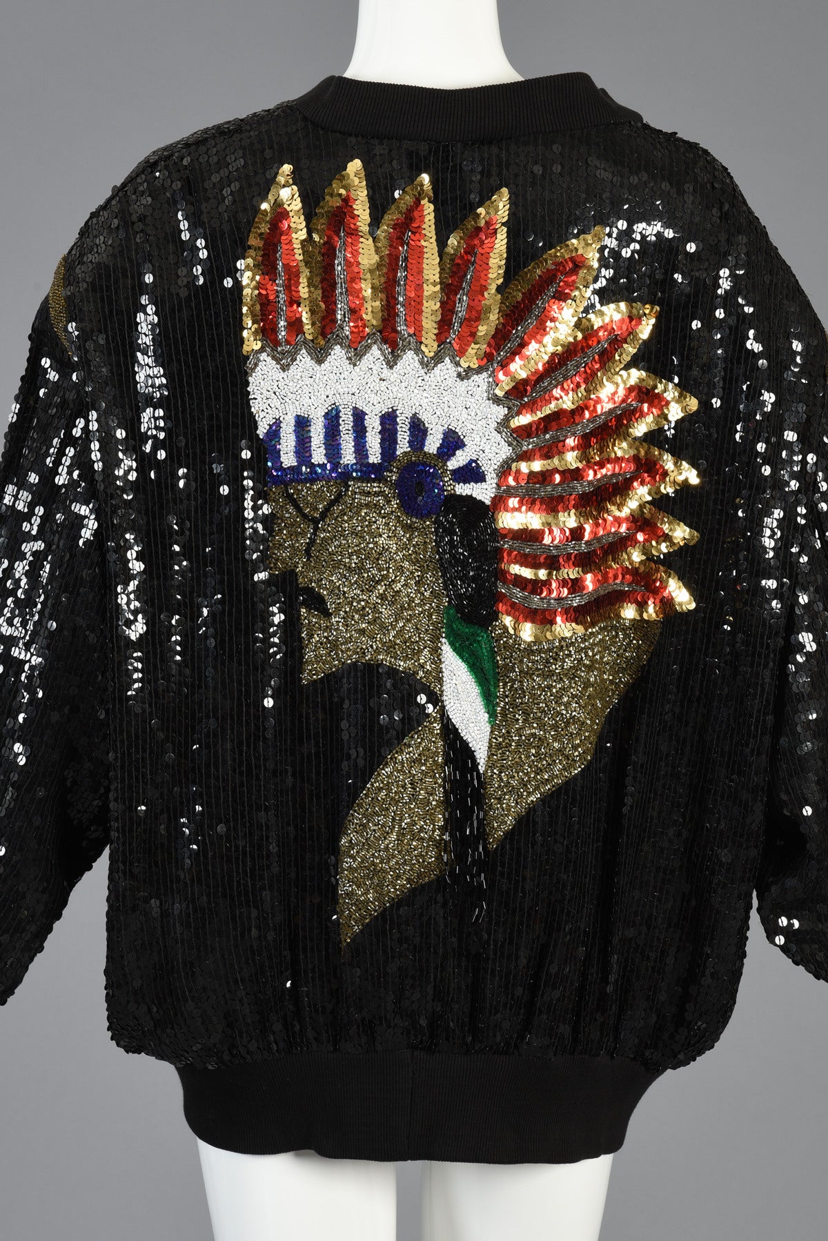 Indian Chief Sequined Bomber Jacket at 1stDibs