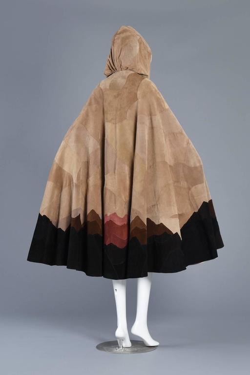 One Of A Kind 1970s Patchwork Mountainscape Leather Cape by Miles Tonne ...