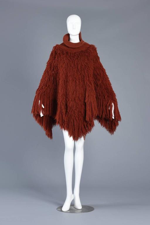 Amazing 1970s Shaggy Fringed String Poncho Cape For Sale at 1stDibs