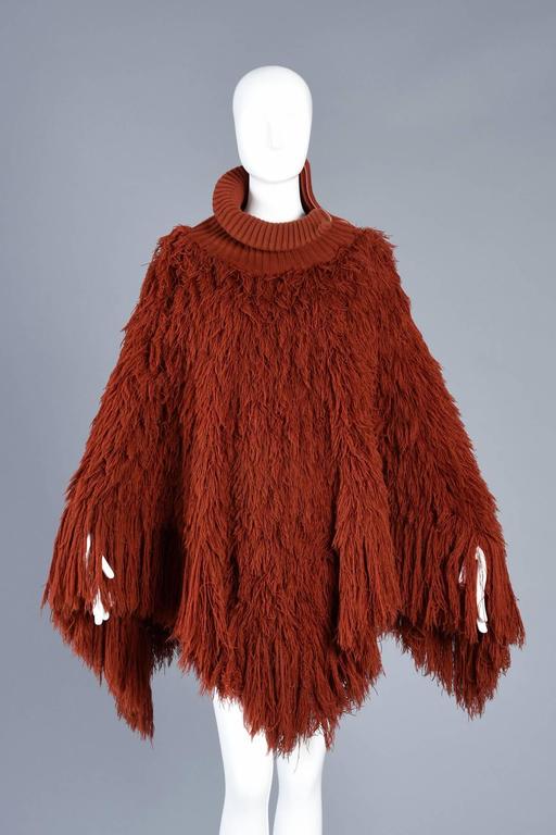 Amazing 1970s Shaggy Fringed String Poncho Cape For Sale at 1stDibs