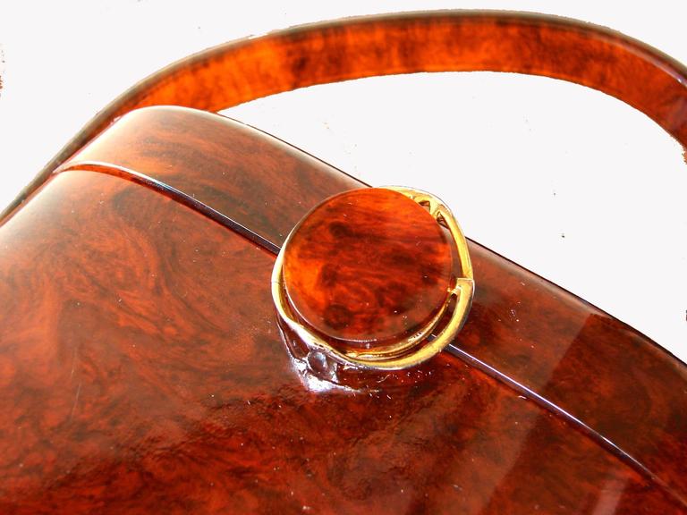 50s Wilardy Art Deco Handbag Top Handle Tortoise Purse with Decorative ...