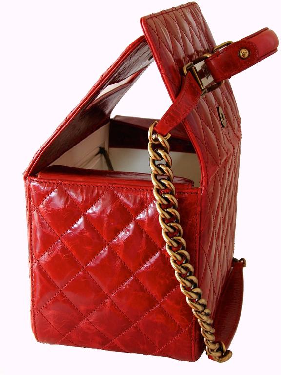 Exquisite Chanel Red Matelasse Large Train Case Travel Bag New with ...