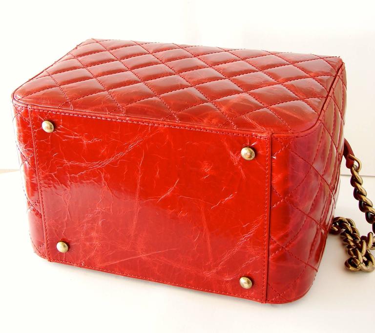 Exquisite Chanel Red Matelasse Large Train Case Travel Bag New with ...