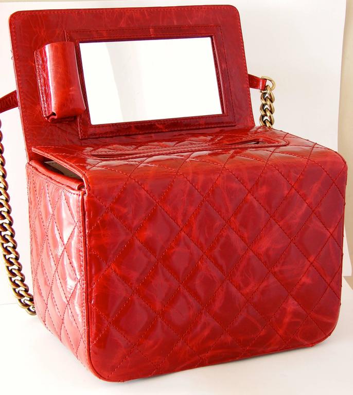 Exquisite Chanel Red Matelasse Large Train Case Travel Bag New with ...