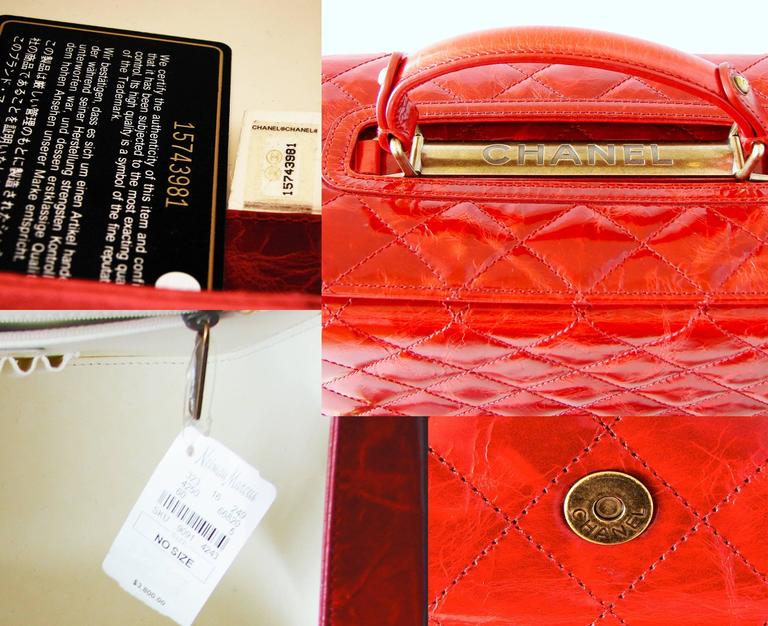 Exquisite Chanel Red Matelasse Large Train Case Travel Bag New with ...