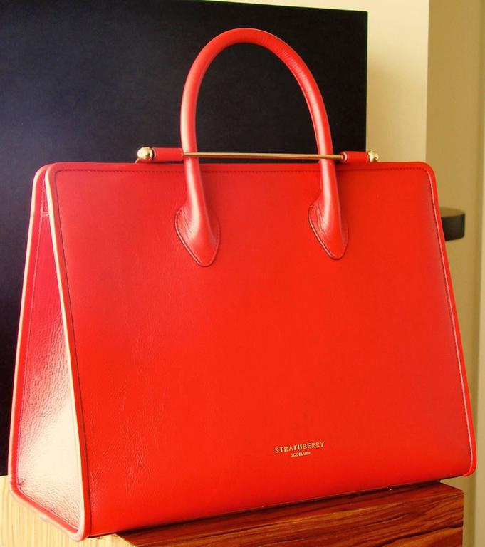Strathberry Scotland Ruby Leather Tote Bag with Shoulder Strap New ...