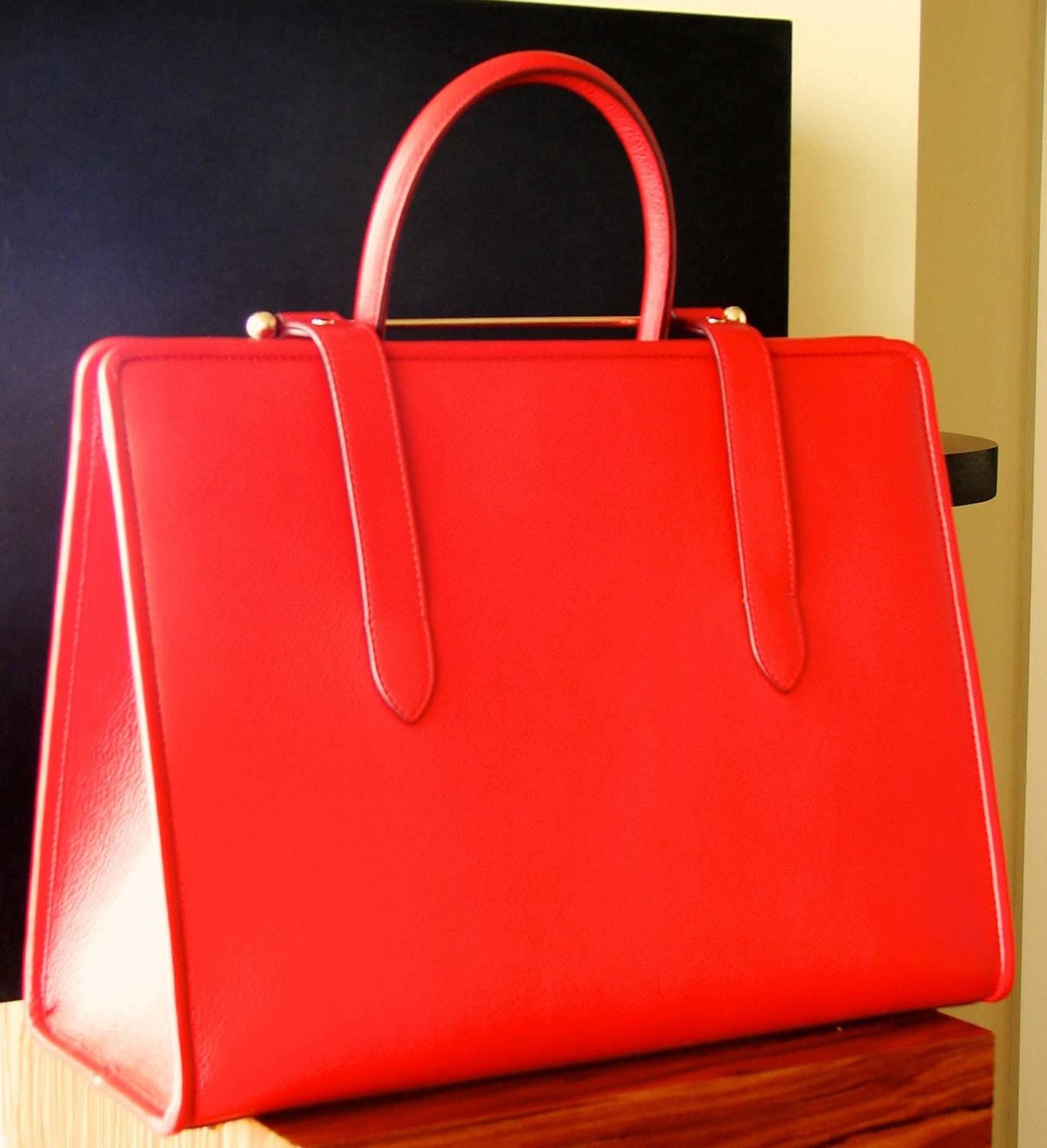 Strathberry Scotland Ruby Leather Tote Bag with Shoulder Strap New ...