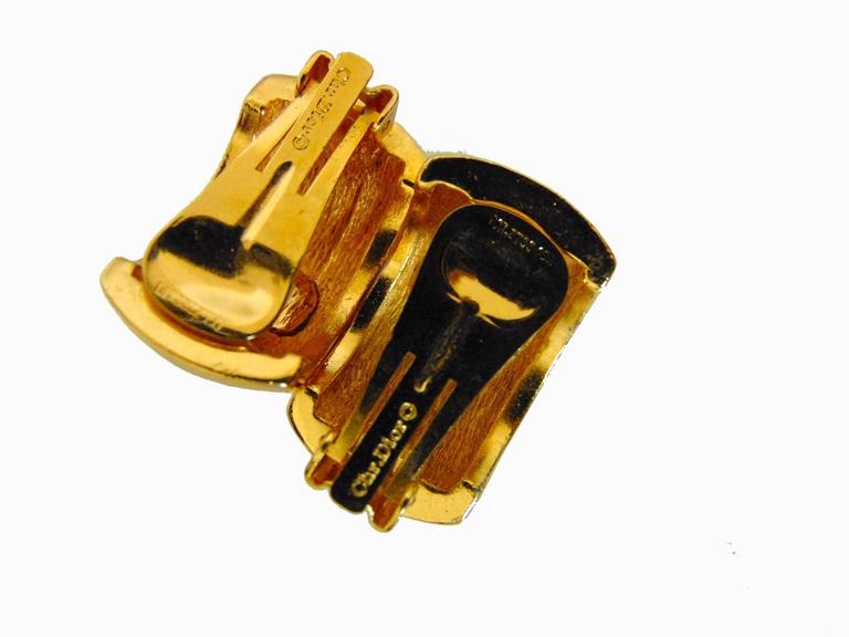 Christian Dior Art Deco Earrings with Faux Sapphire Topaz Crystals 1980s at 1stDibs