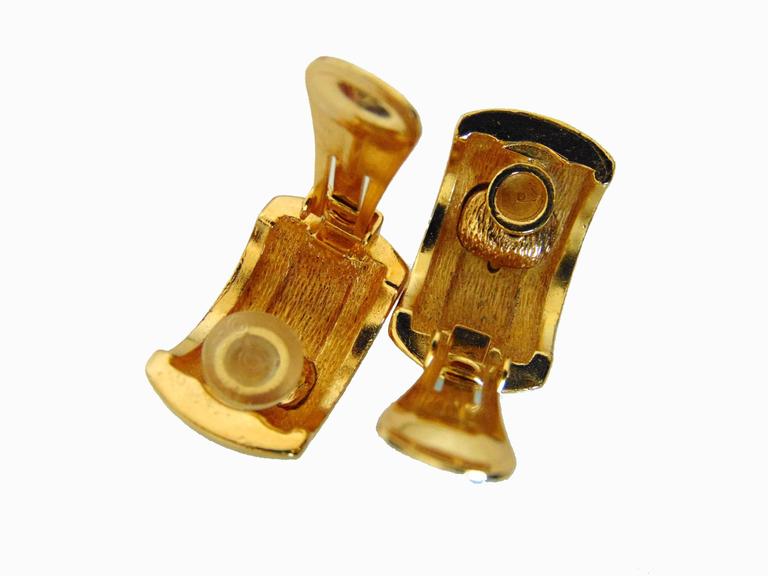 Christian Dior Art Deco Earrings with Faux Sapphire Topaz Crystals 1980s at 1stDibs