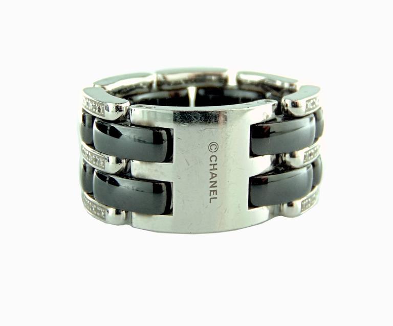 Exquisite Chanel Ultra Ring Large in Black Ceramic 18K White Gold ...