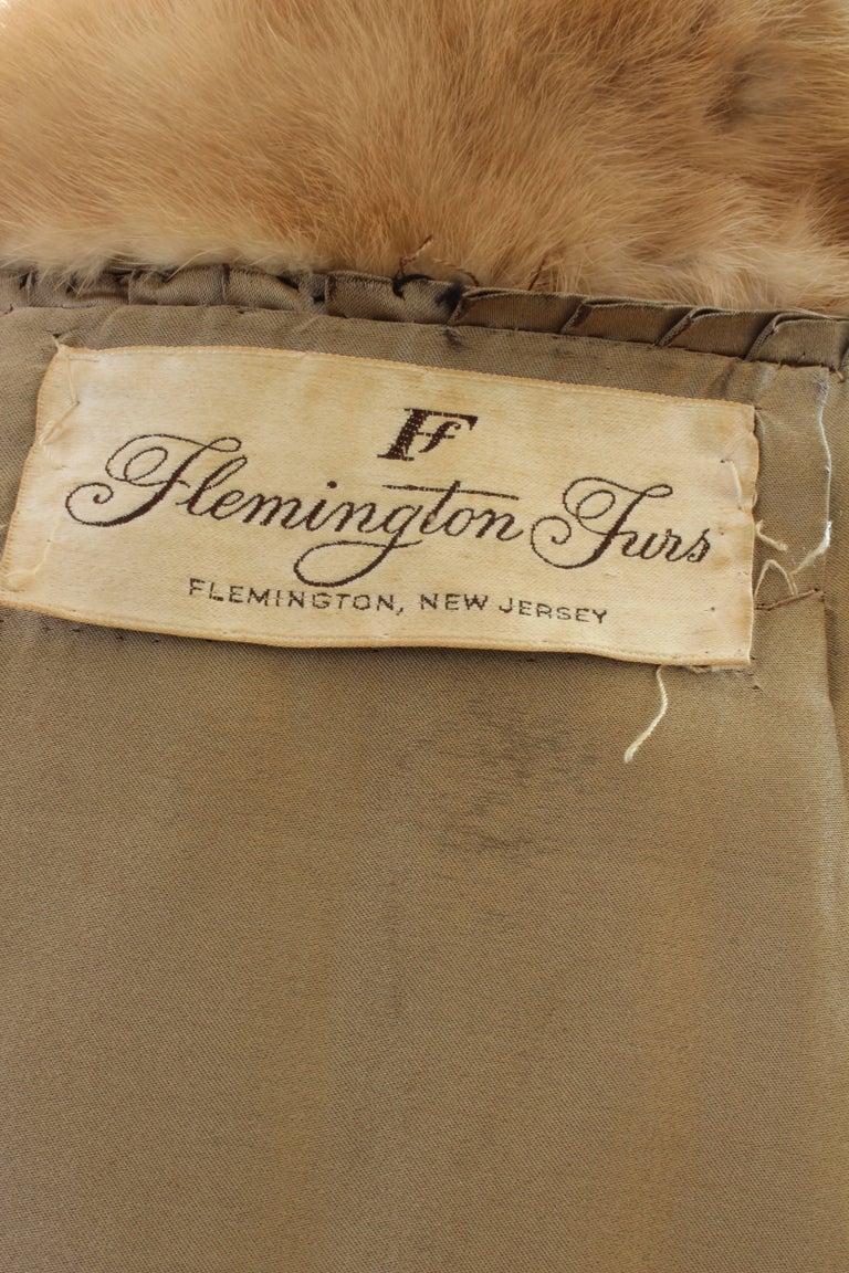 Flemington Furs NJ Blonde Mink Jacket with Stand Up Collar, circa 1960s ...