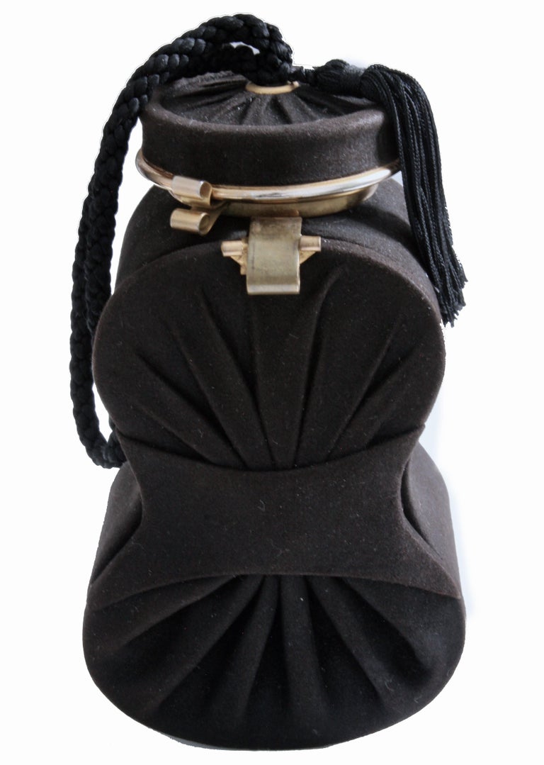 Parisian Art Deco Style Black Minaudiere Mirror and Compact Evening Bag ...