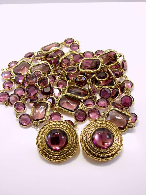 Chanel Amethyst Sautoir Necklace with Matching Earrings Set, 1981 at ...