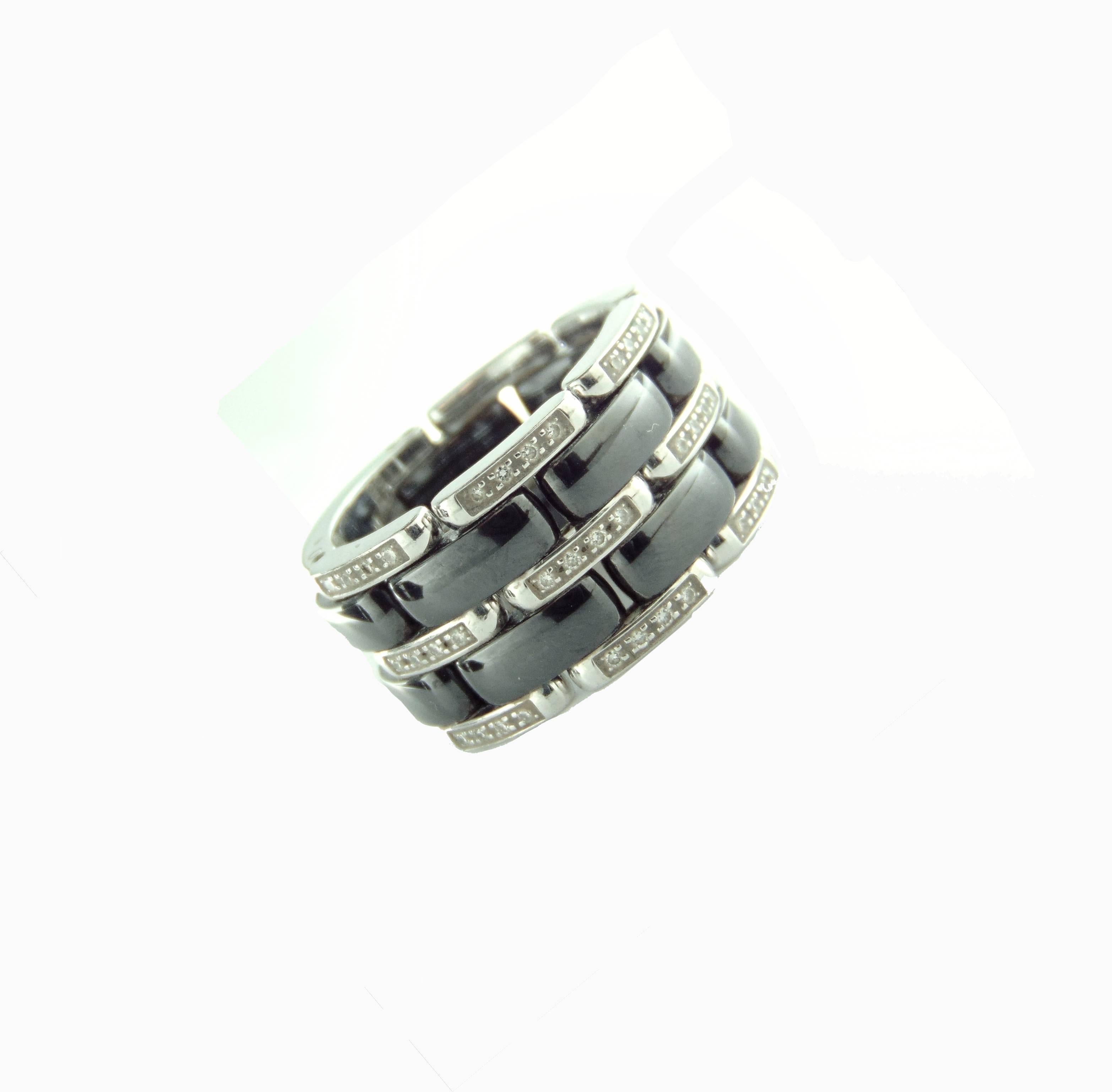 Exquisite Chanel Ultra Ring Large in Black Ceramic 18K White Gold ...