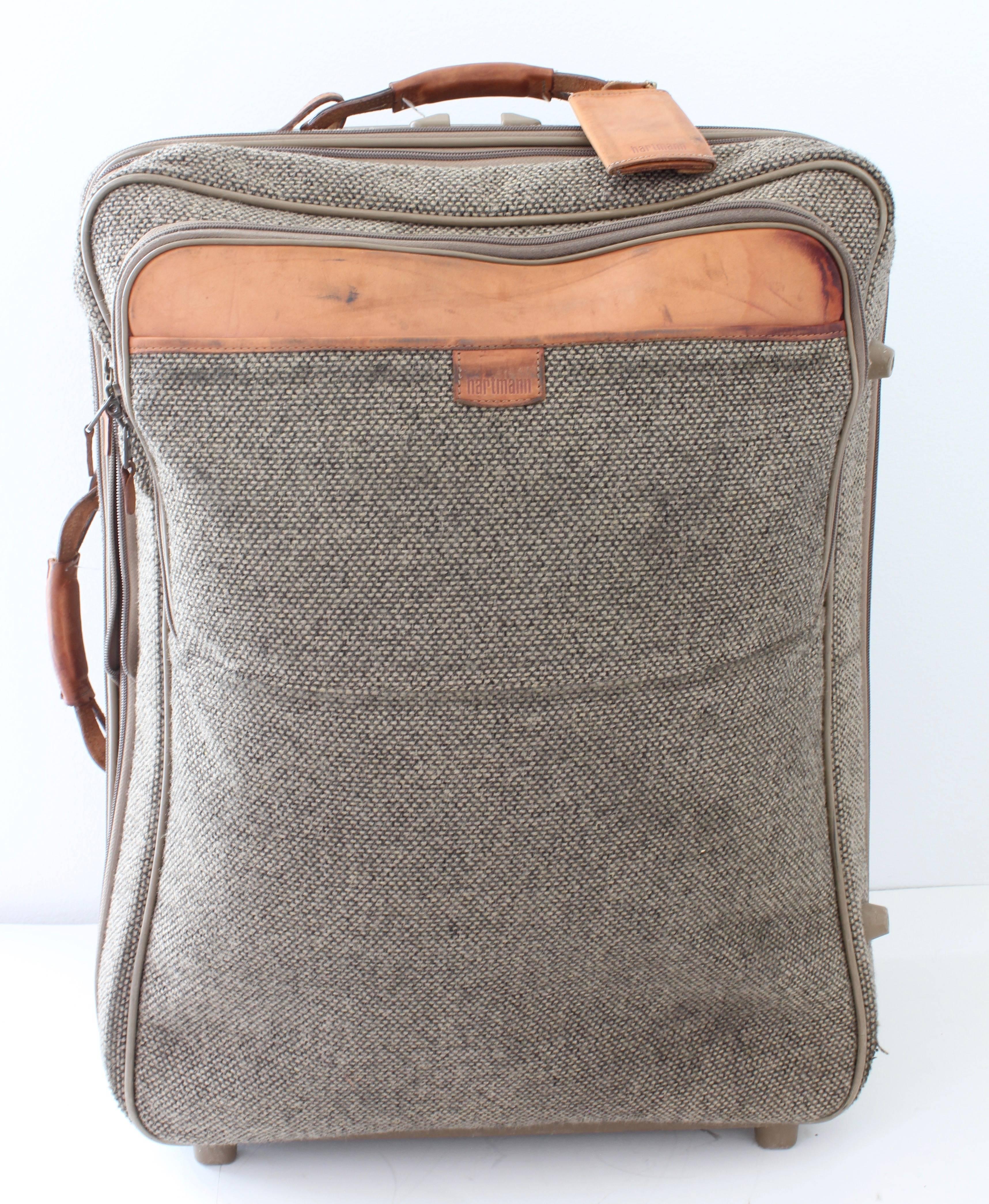 Hartmann Luggage 25in H Expandable Roller Suitcase Tweed and Leather ...