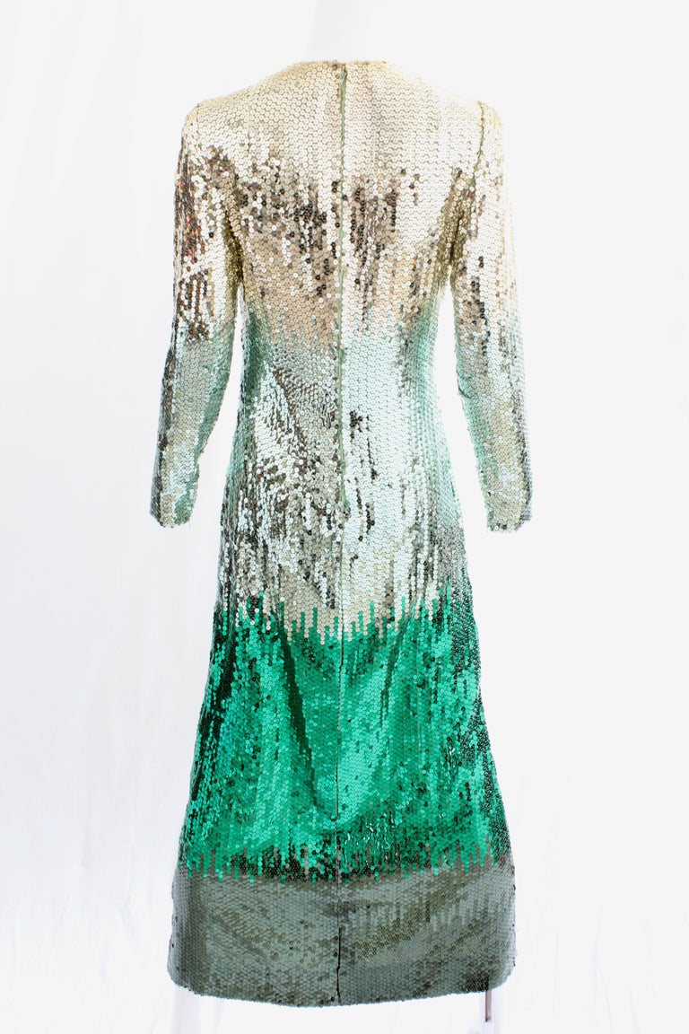 Bill Blass Vintage Ombre Sequins Evening Gown Dress 1970s For Sale At
