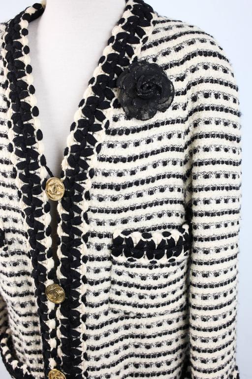 Chanel Black/White Boucle Cardigan at 1stDibs