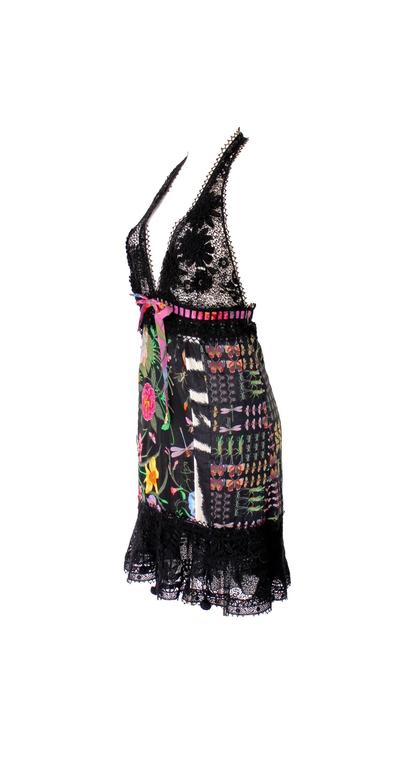 Famous Gucci Flora Print Floral Crochet Knit Macrame Dress at 1stDibs