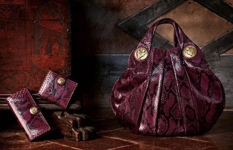 Gucci Purple Python Skin Handbag at 1stDibs