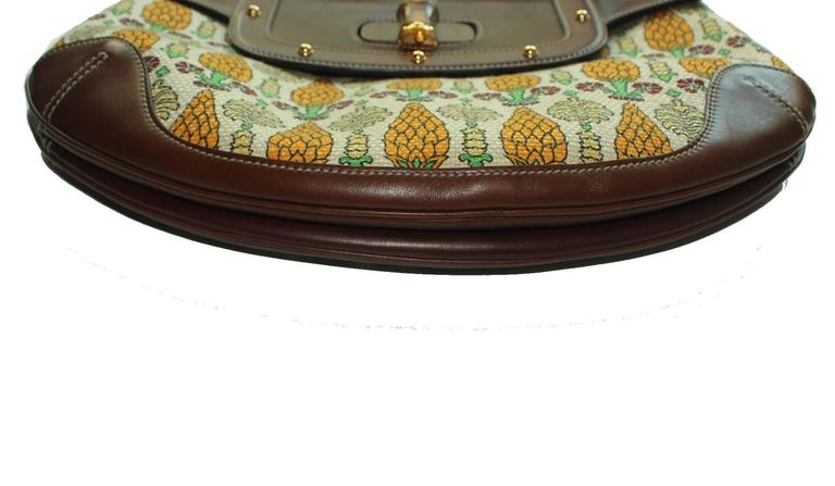 Gucci Pigna Pineapple Ananas Bamboo Canvas Shoulder Bag at 1stDibs ...