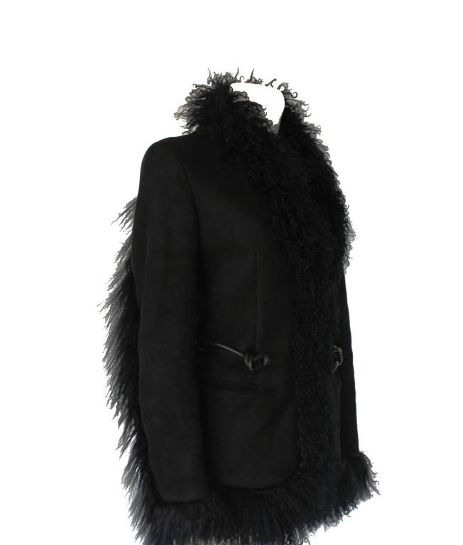 Gucci Black Shearling Lamb Suede Leather Fur Jacket Coat at 1stDibs ...