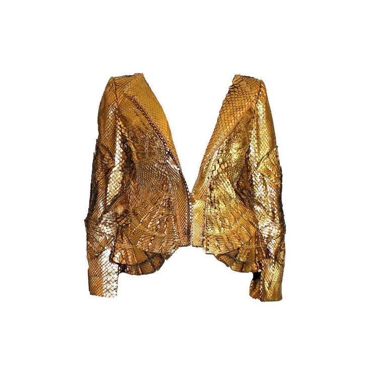 Rare GUCCI by Tom Ford Exotic Leather Gold Metallic Jacket Blazer ...