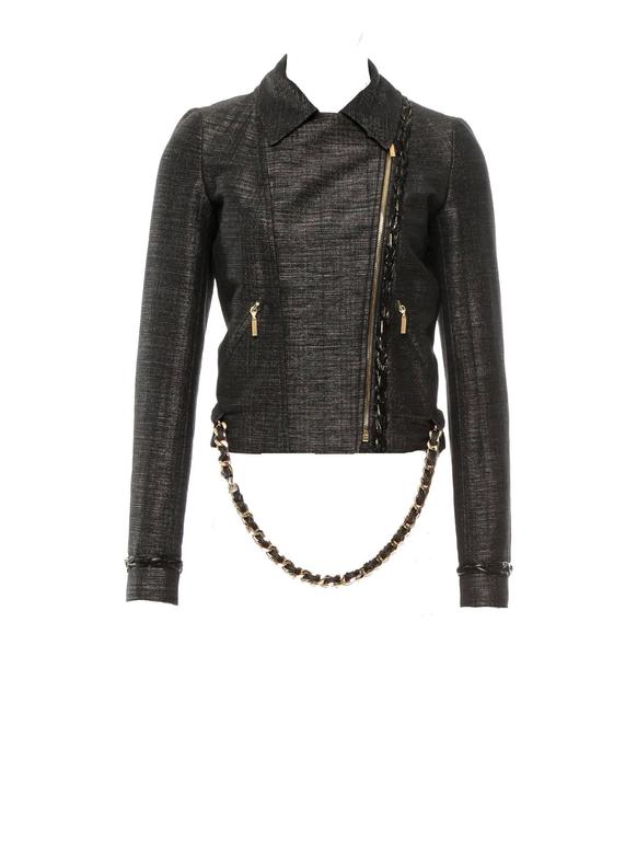 Chanel Metallic Chain Detail Jacket For Sale at 1stDibs | chanel chain ...