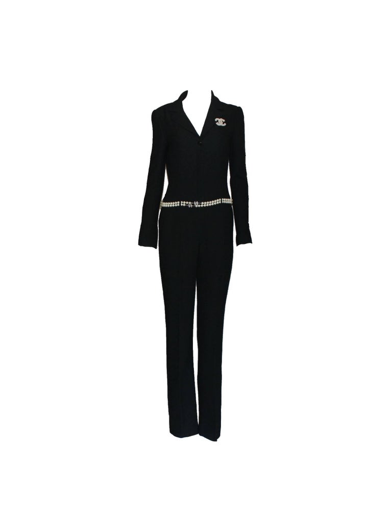 Chanel Black Boucle Overall Jumpsuit with Zipper at 1stDibs | chanel ...