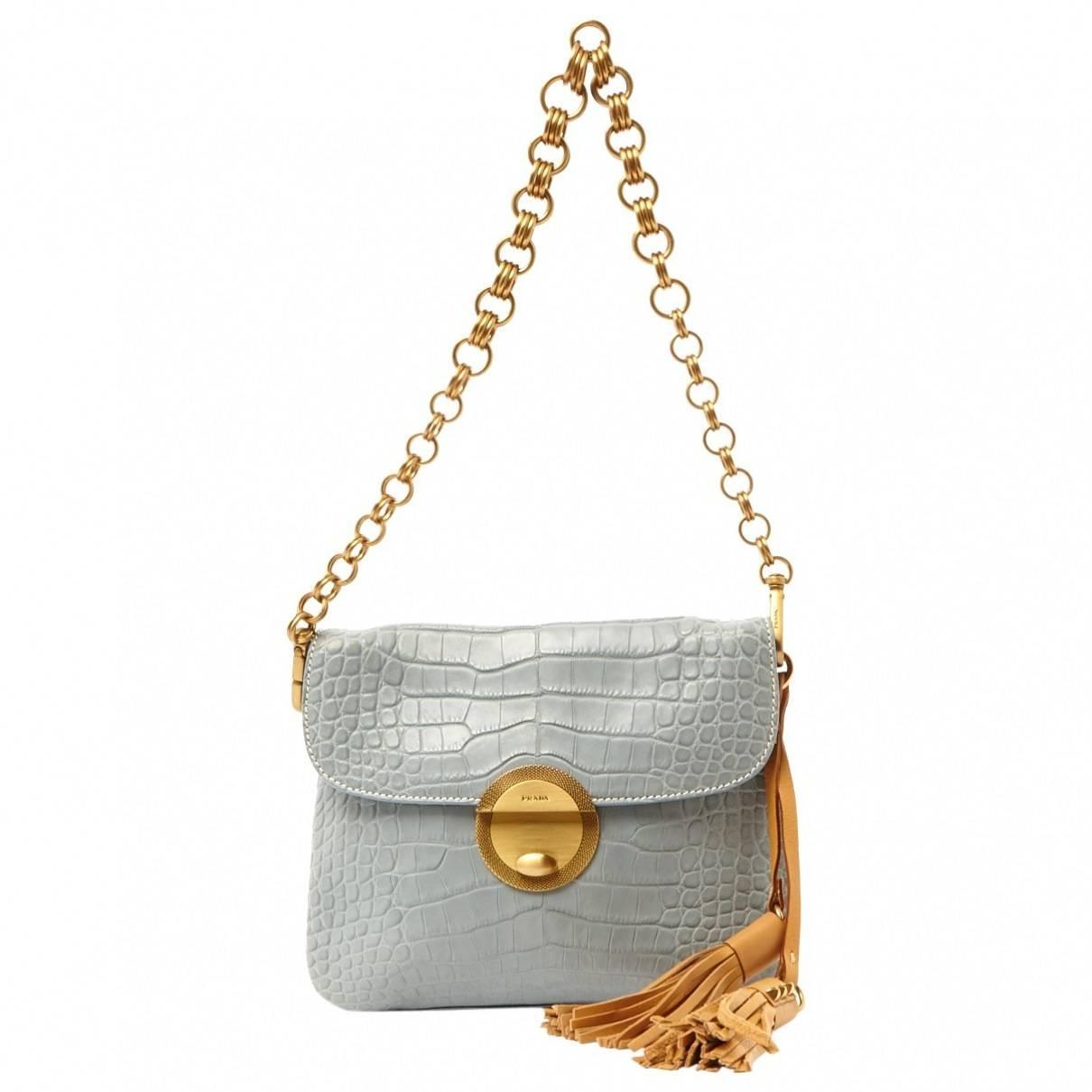Pale Blue Prada Alligator Tassle Handbag Purse at 1stdibs