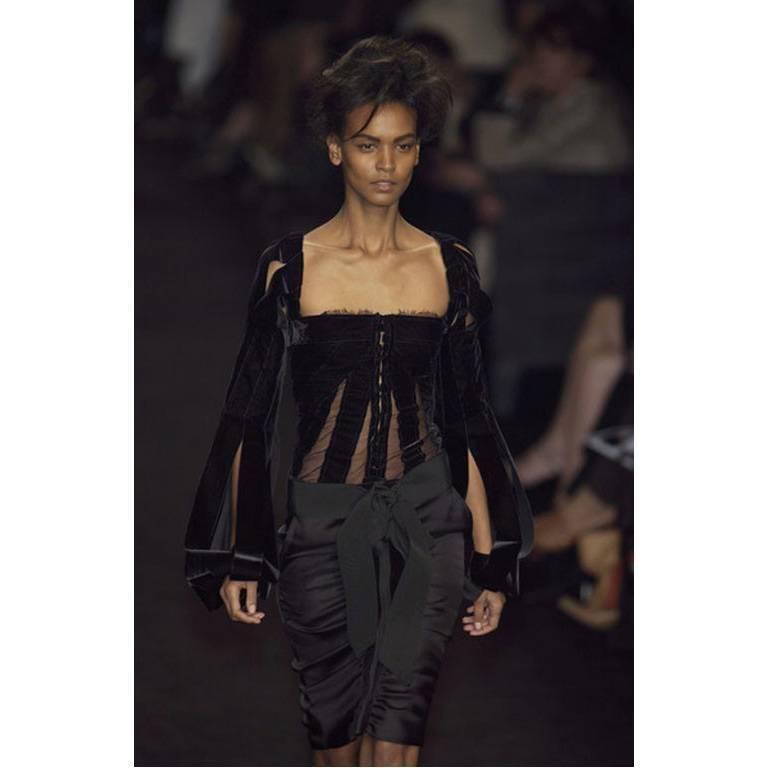 Yves Saint Laurent by Tom Ford Fall 2002 Velvet Ribbon Corset Blouse at ...