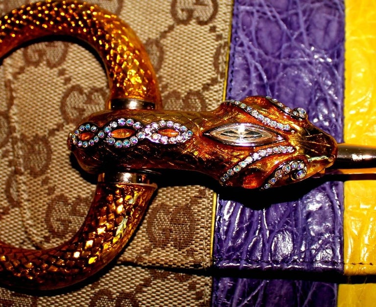 Gucci Tom Ford SS 2004 XL GG Monogram Jeweled Snake Head Bag at 1stDibs