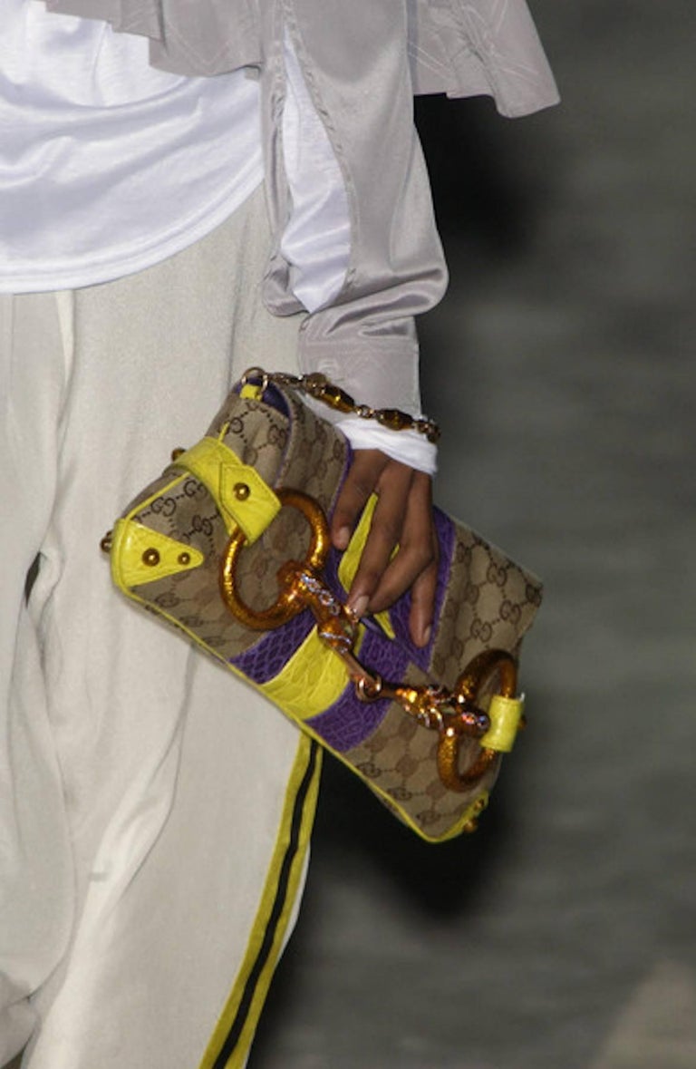 Gucci Tom Ford SS 2004 XL GG Monogram Jeweled Snake Head Bag at 1stDibs
