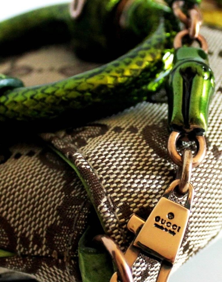 Gucci Tom Ford SS 2004 XL GG Monogram Jeweled Snake Head Bag at 1stDibs ...