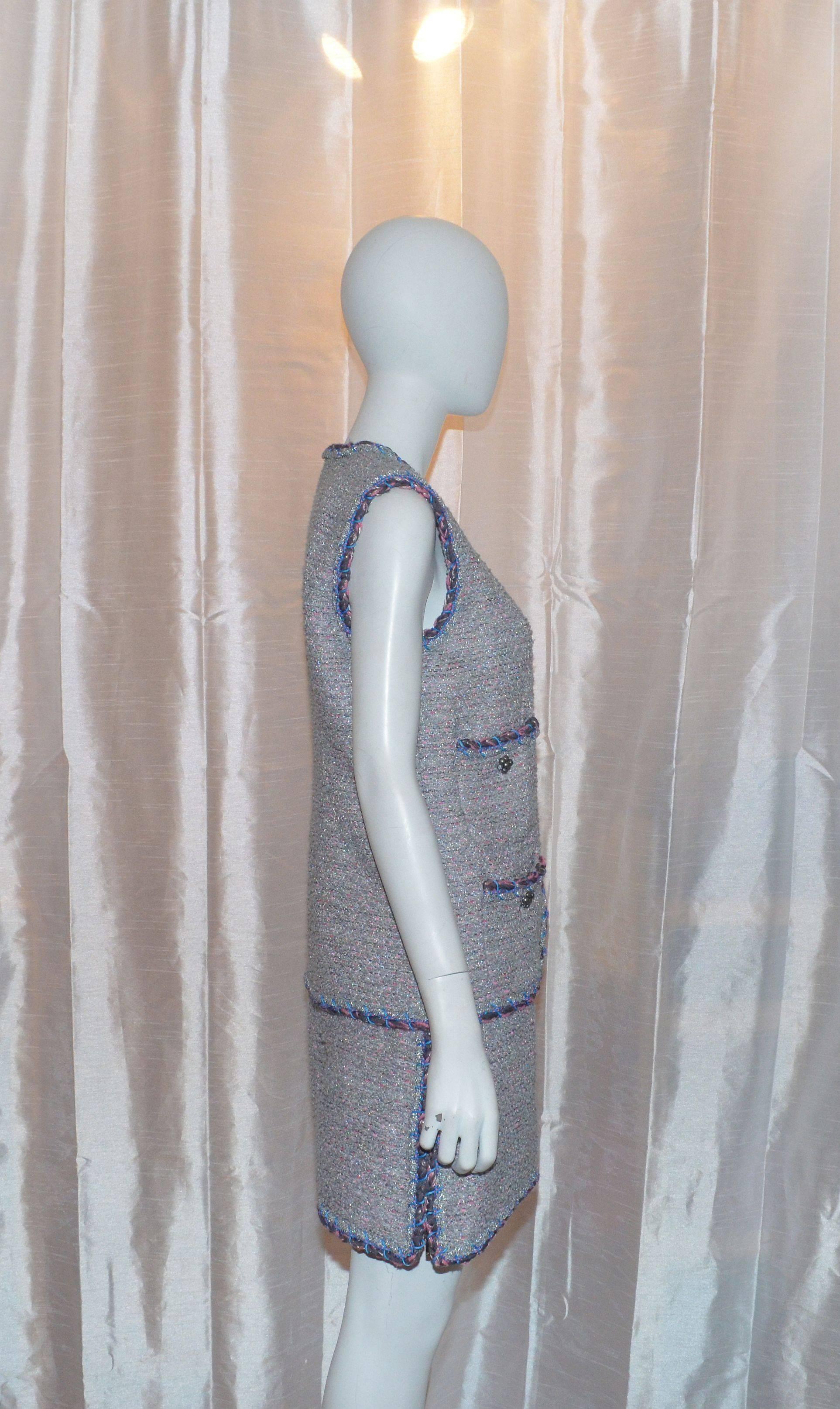 Chanel 2015 MultiColor Tweed Dress For Sale at 1stDibs | p49092v35989