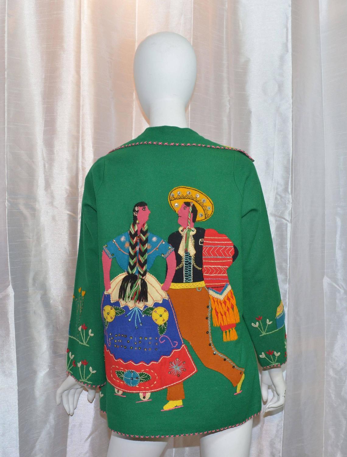 Vintage Mexican Tourist Felt Knit Jacket at 1stdibs