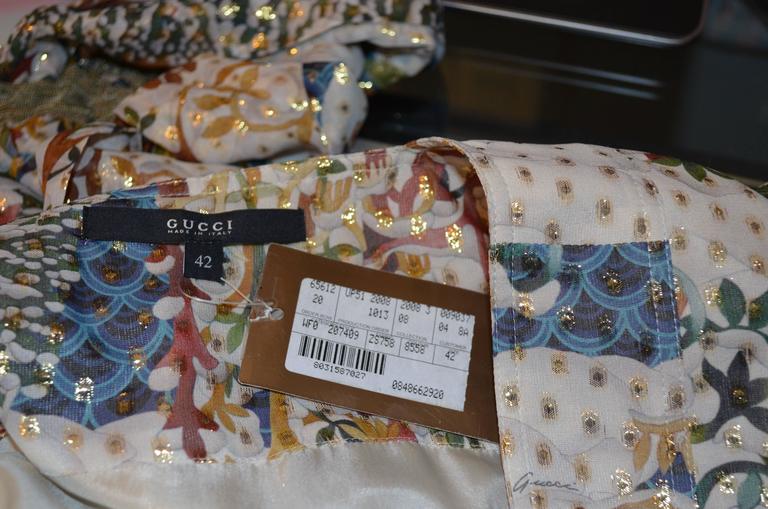 Gucci 2008 Animal / Forest Print Silk Chiffon Dress and Scarf at 1stDibs