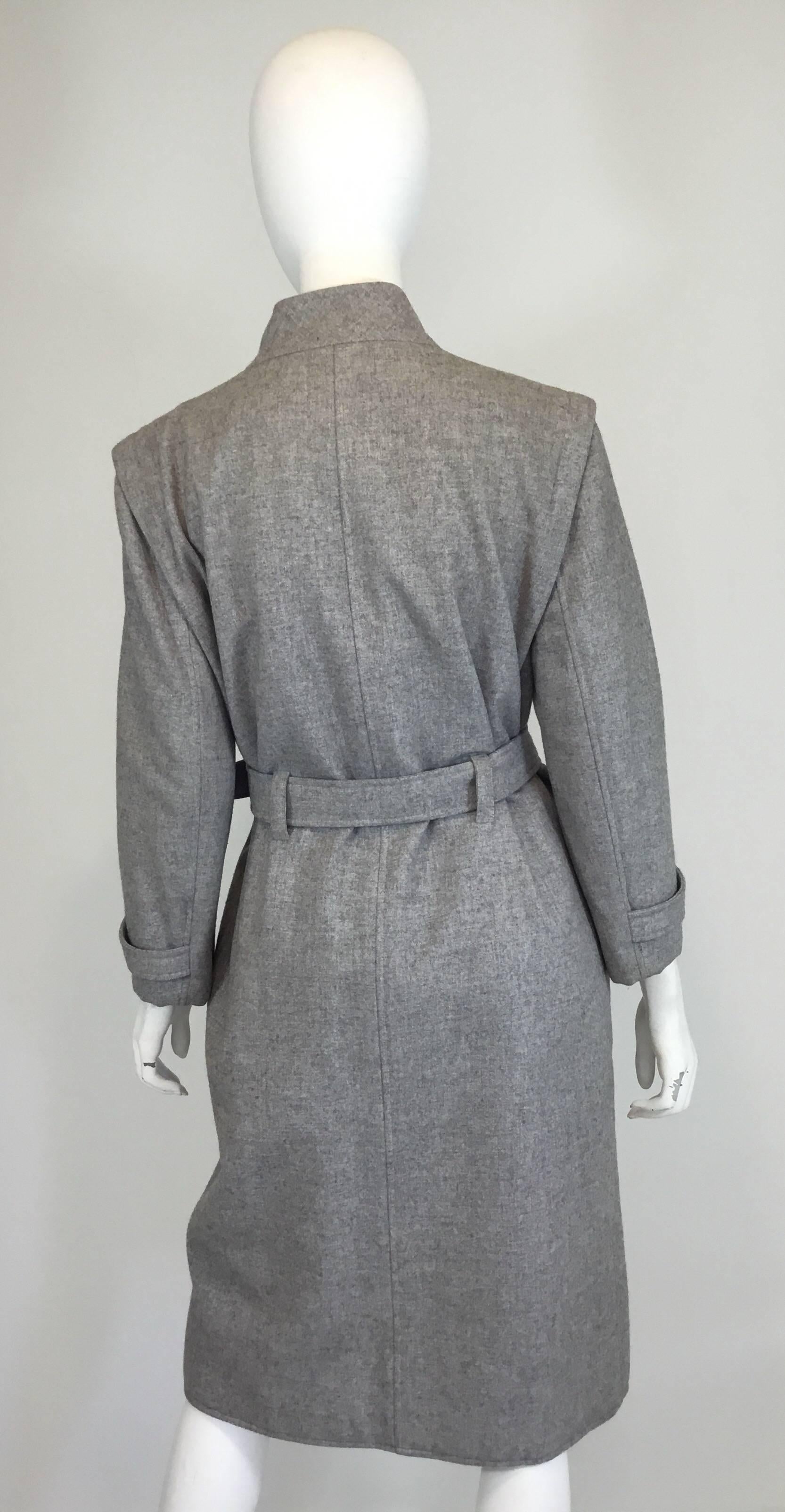 Courreges Gray Wool Belted Vintage Coat at 1stDibs | courreges coat