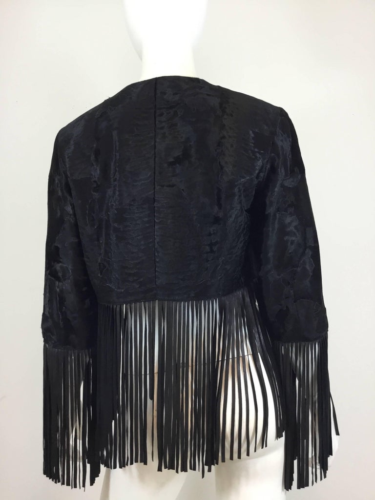 Bisang Couture Broadtail Jacket with Leather Fringe For Sale at 1stDibs